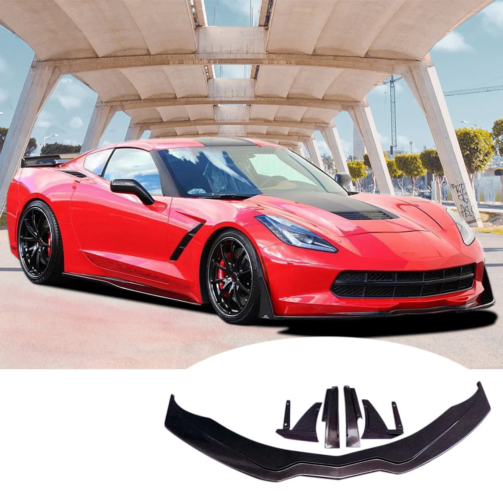 For 2014 2019 Chevy Corvette C7 Real Carbon Fiber Front Bumper Diffuser ...