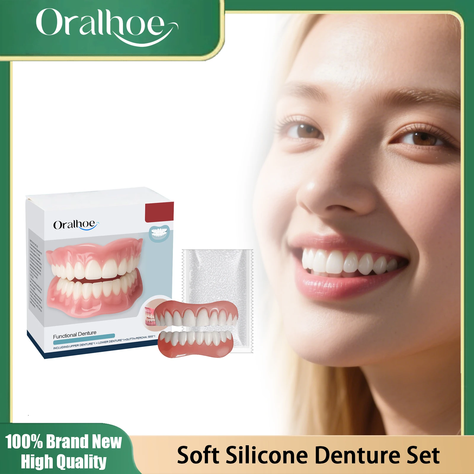 Upper and Lower Dentures False Teeth Full Set Improve Missing Broken ...