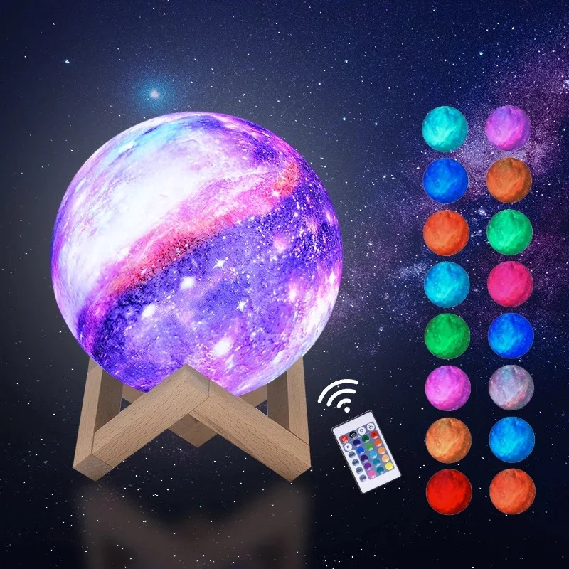Moon Lamp Galaxy Lamp 16 Colors LED 3D Moon Light, Remote & Touch ...