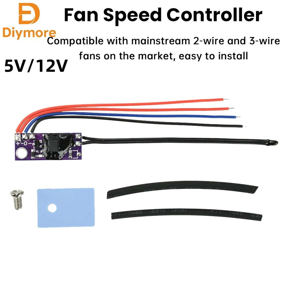 DC 5V 12V 1.2A 2-wire 3-wire Fan Temperature Controller Routing CPU ...