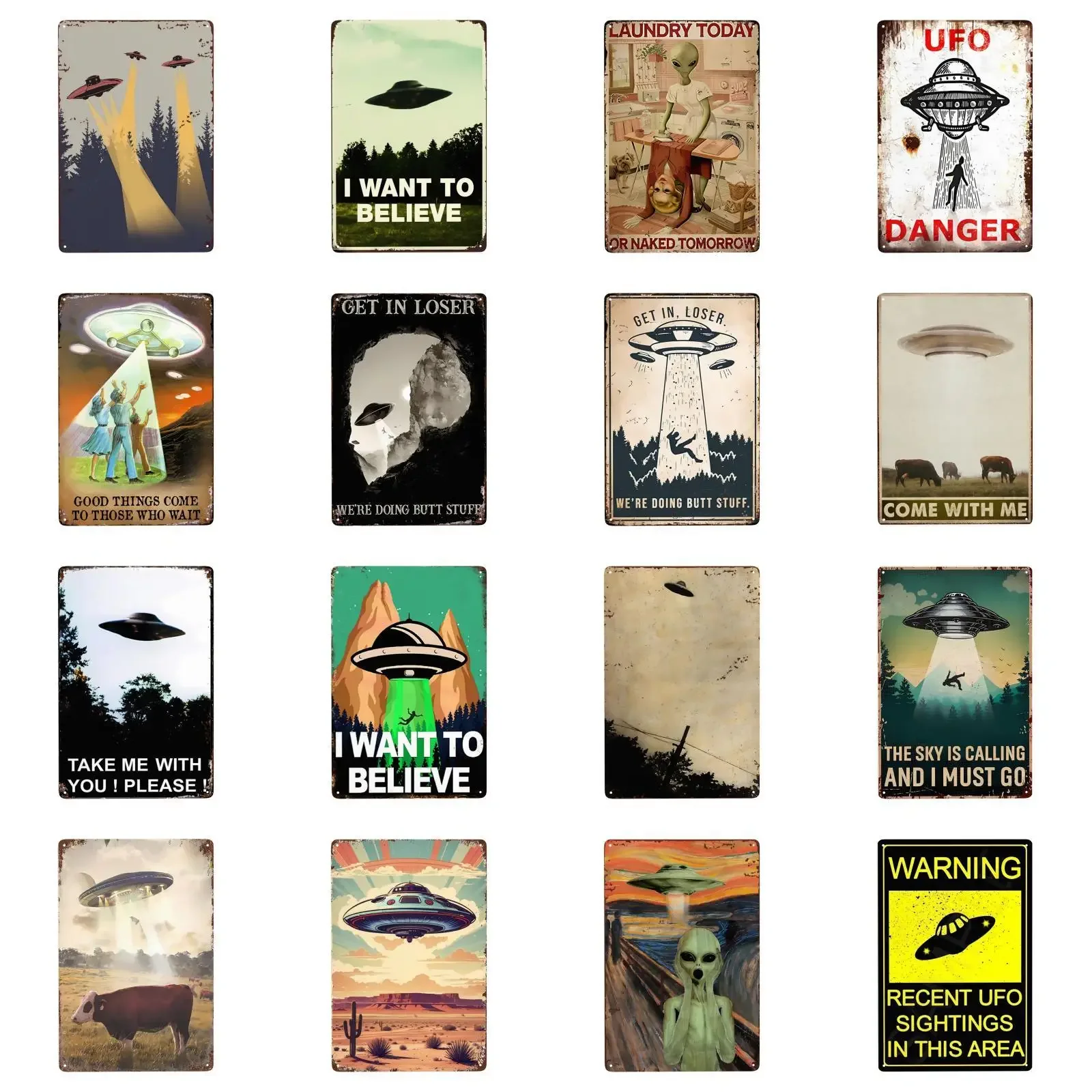 1pc-Get-in-Loser-Alien-UFO-Metal-Sign-Metal-Tin-Signs-Retro-Vintage ...