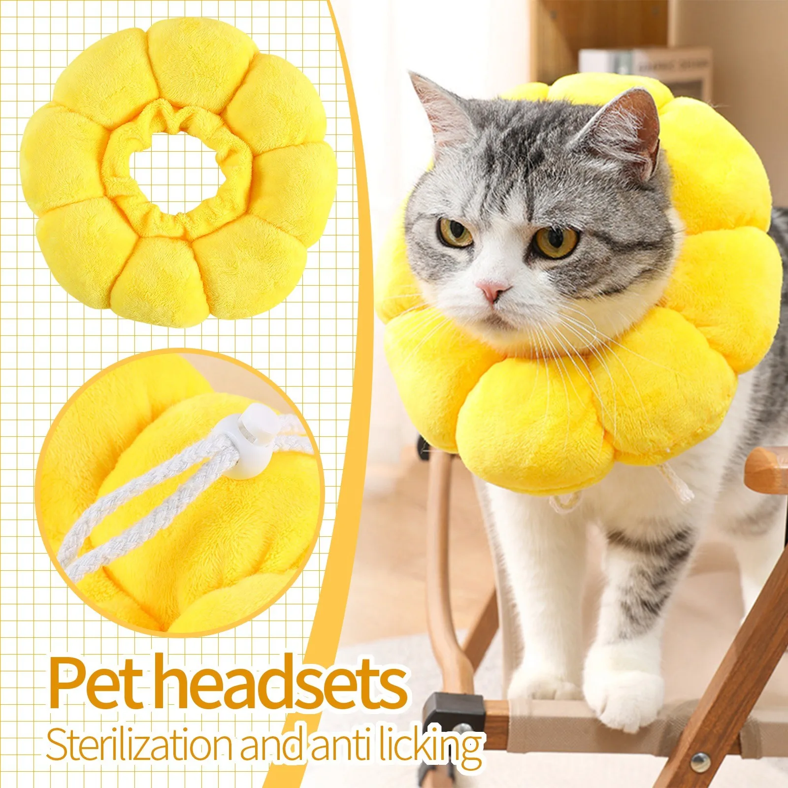 Sunflower-Pet-Collar-Anti-Bite-Surgery-Anti-Lick-Wound-Healing-Cat ...
