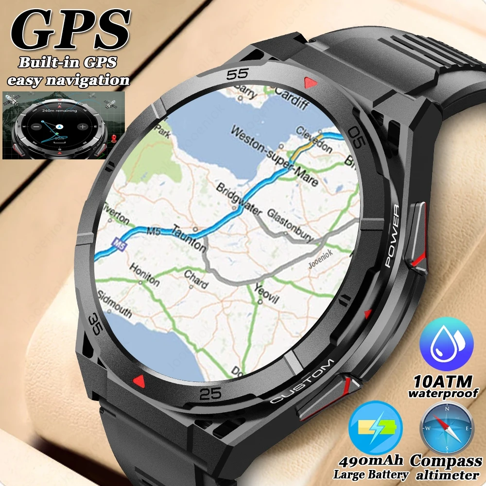 GPS Smartwatch Men 1.43" AMOLED 10ATM Waterproof Bluetooth HD Call ...