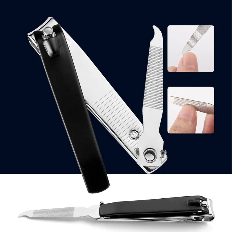 3-Sizes-Nail-Nipper-Stainless-Steel-Black-Fingernail-Clipper-Anti ...