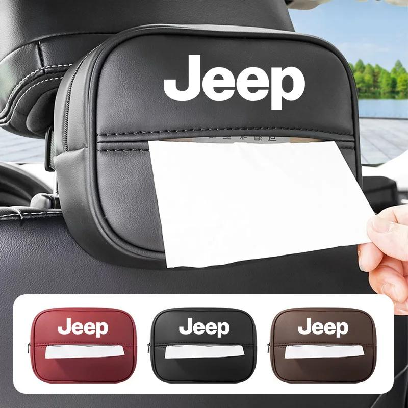 PU Leather Car Tissue Box Armrest Paper Towel Storage Bag For Jeep ...