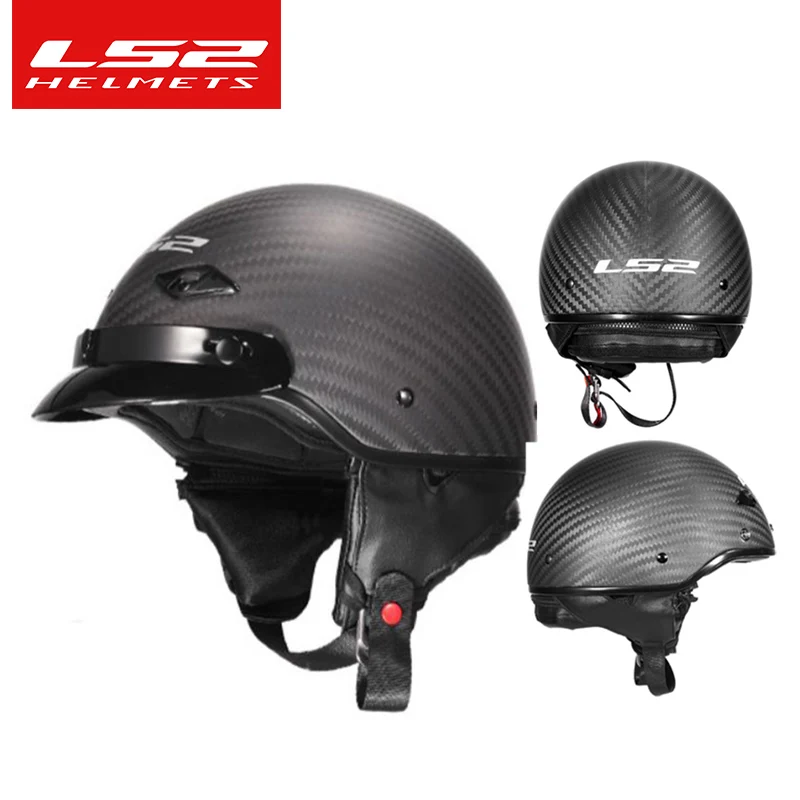 LS2-Retro-Motocycle-Helmet-Motorbike-Half-Helmet-OF568-6K-Carbon-Shell ...