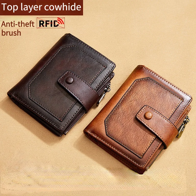Men-s-wallet-leather-zipper-multi-card-slot-short-RFID-anti-theft-card ...