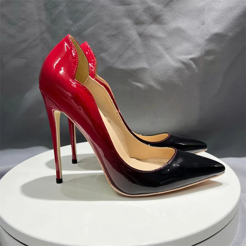 Fashion Mix Colors Black-red Wave Women Pointy Toe High Heels 8cm 10cm ...