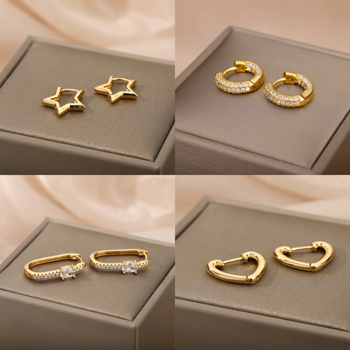 Exquisite-Zircon-Heart-Star-Circle-Ear-Piercing-Earrings-For-Women ...
