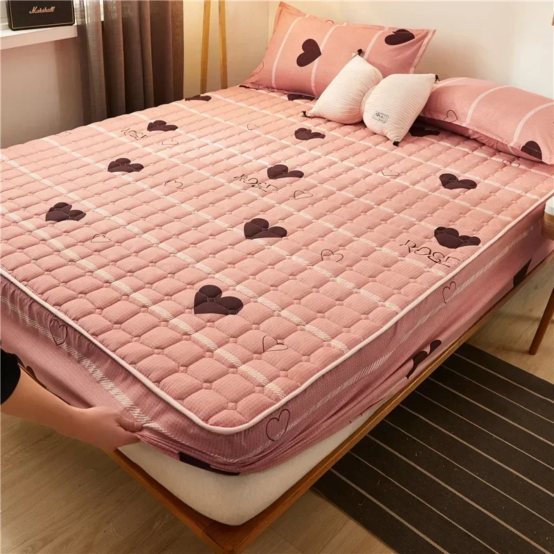 Funda-protectora-de-colch-n-acolchada-gruesa-para-parejas-cama-doble-de ...