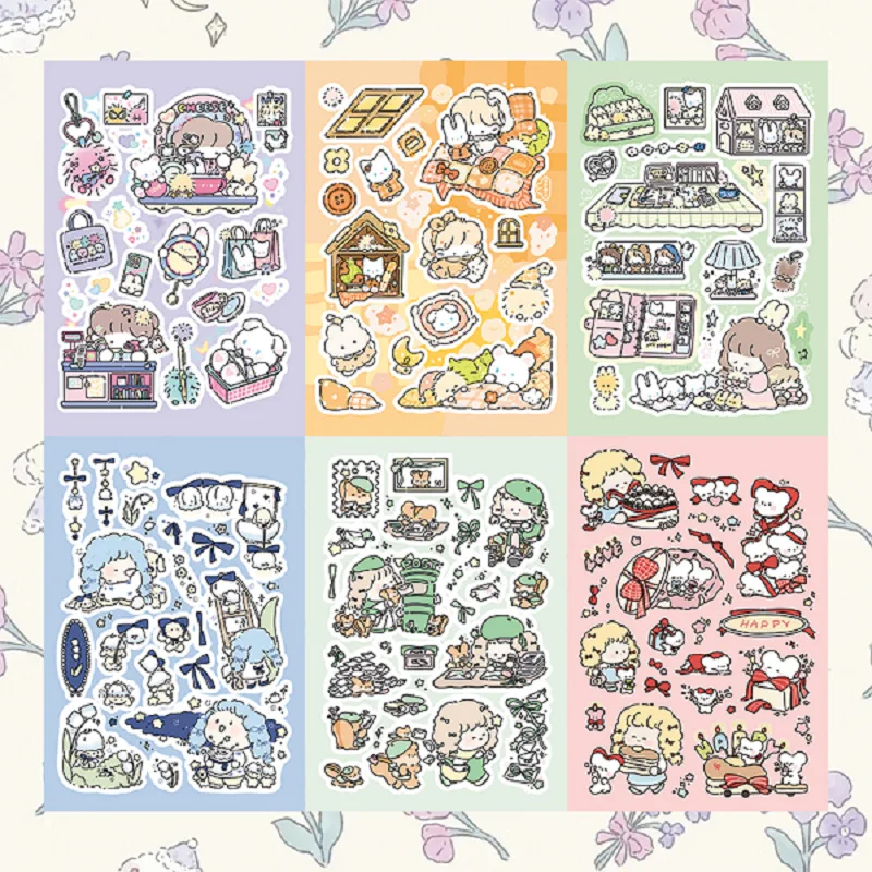 Cute cartoon girl character sticker ins - AliExpress 21