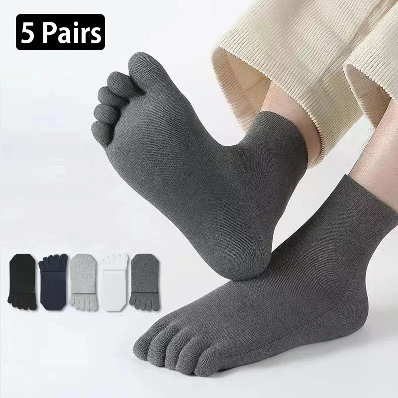 5-Pairs-New-Cotton-Five-Fingers-Socks-Men-Sweat-absorbing-Summer-Thin ...