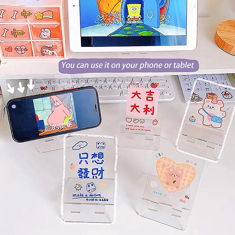 Universal-Kawaii-Acrylic-Phone-Stand-Desk-Phone-Holder-Cute-Transparent ...