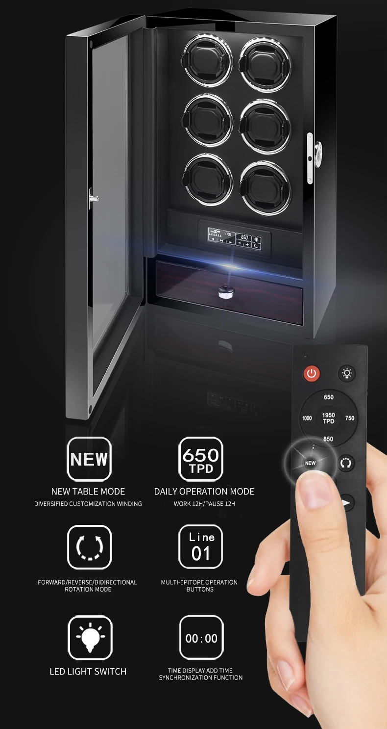 Watch Winder Luxury Automatic Watches Safe Box with Mabuchi Motor LCD ...