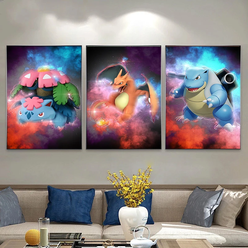 Abstract-Pokemon-Poster-Charizard-Blastoise-Venusaur-Canvas-Painting ...