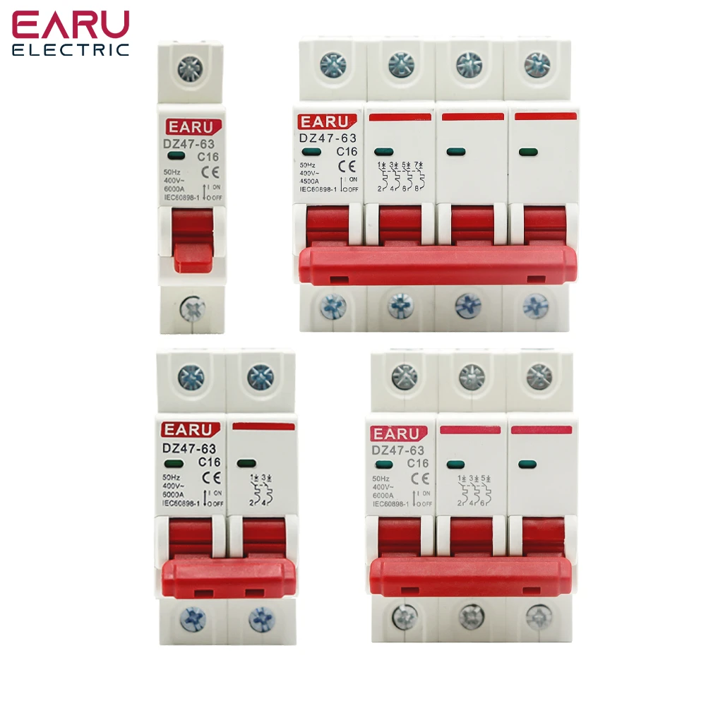 Dz47 1-4p 3a-63a 400v C Type Mini Circuit Breaker Mcb Short Overload ...
