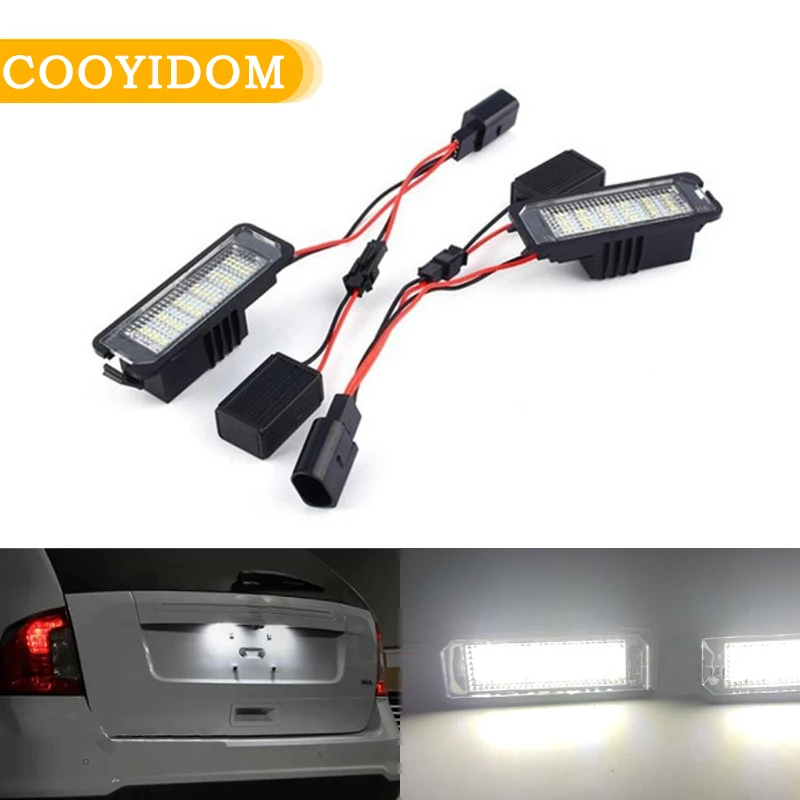1-2Pcs-LED-Car-License-Plate-Lights-For-VW-Seat-Leon-1P-Passat-CC-Golf ...