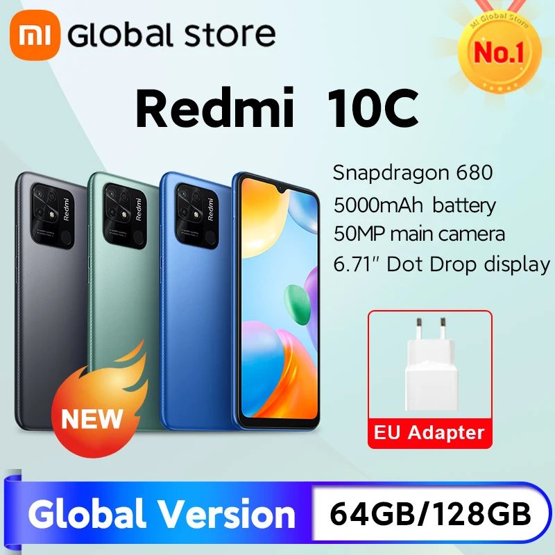Global Version Xiaomi Redmi 10c Snapdragon 680 Octa Core Smartphone 4gb ...