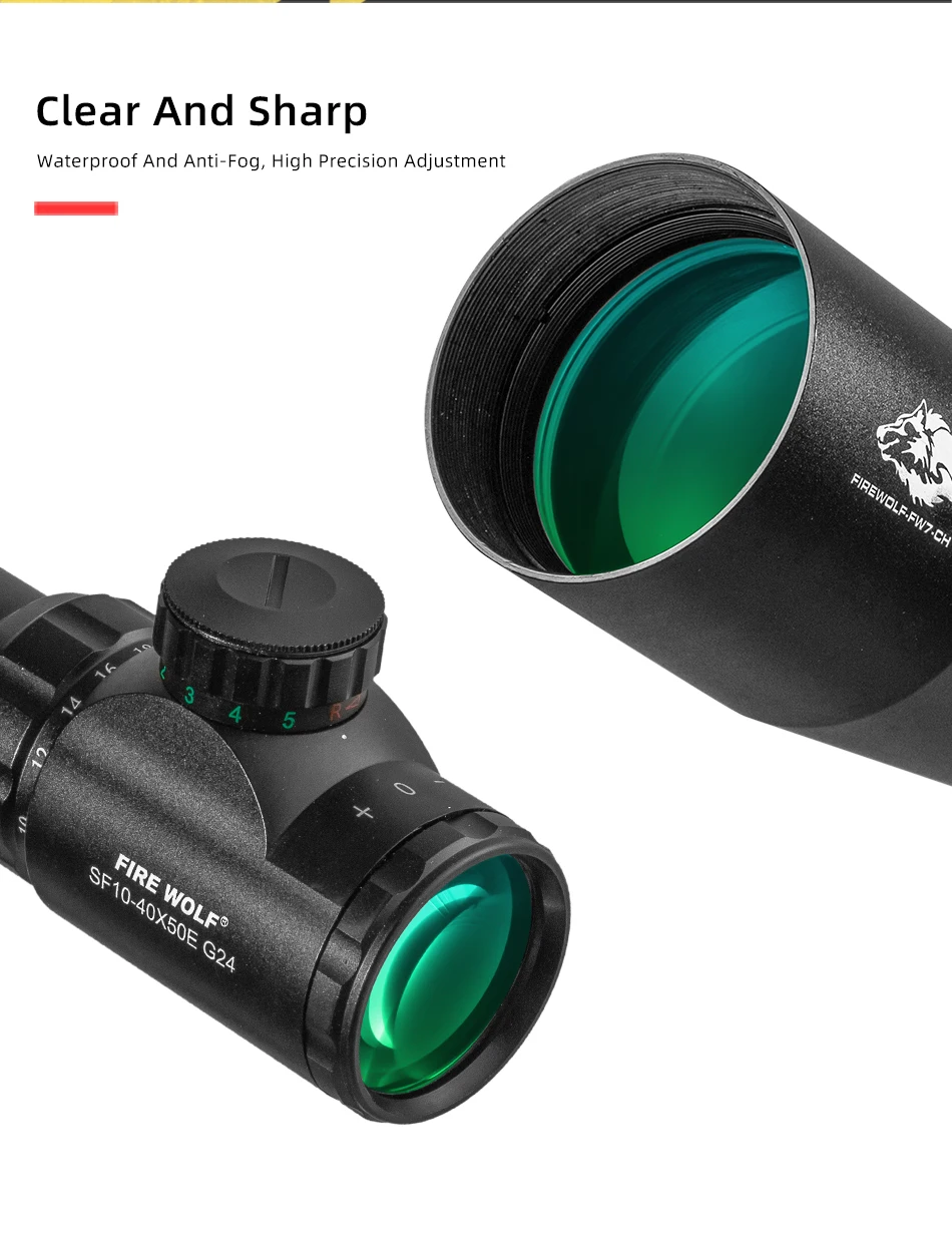Fire Wolf 10-40x50 E Scope Long Range Riflescope Side Wheel Parallax ...