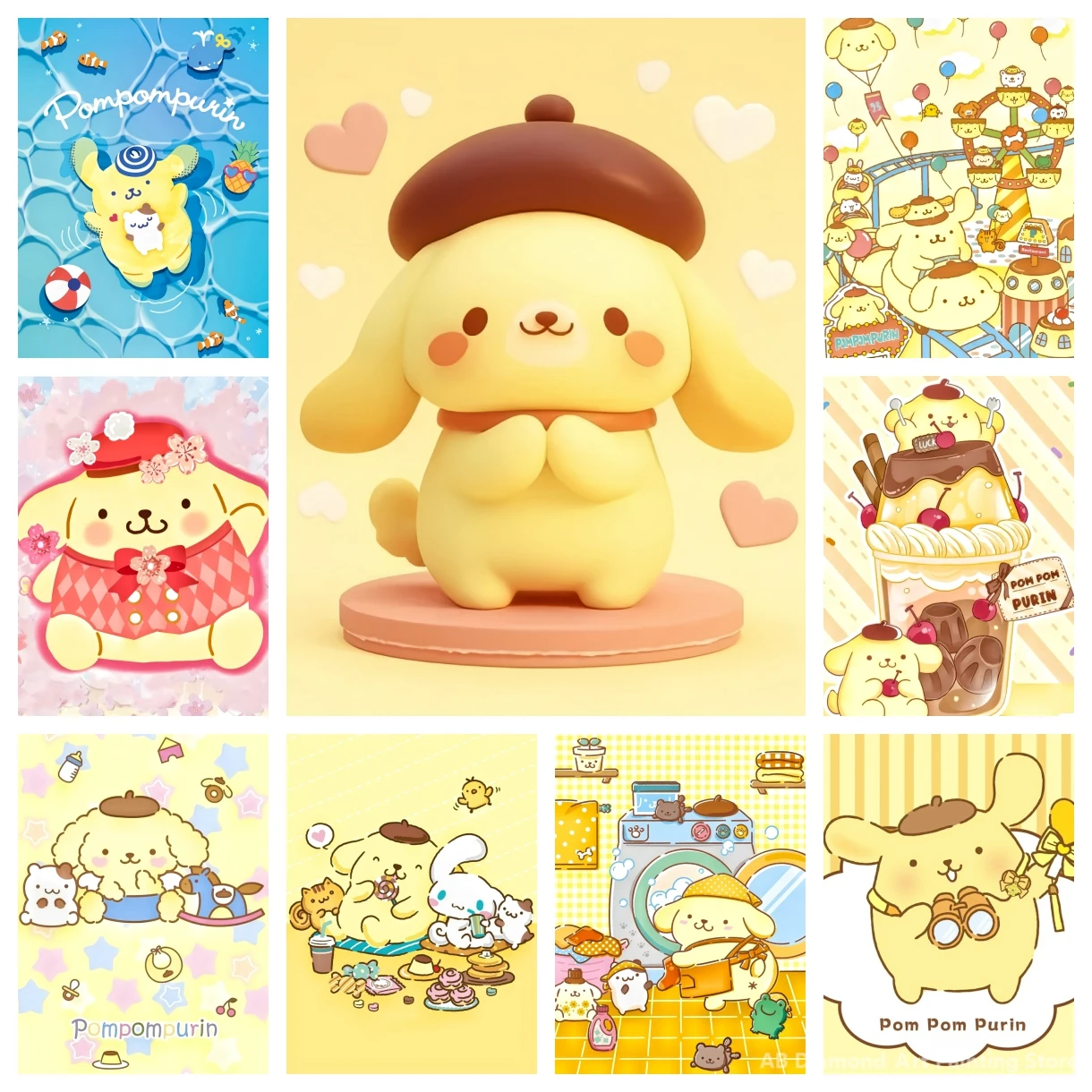 Pompompurin Sanrio AB Diamond Painting HelloKitty Cute Handmade Art ...