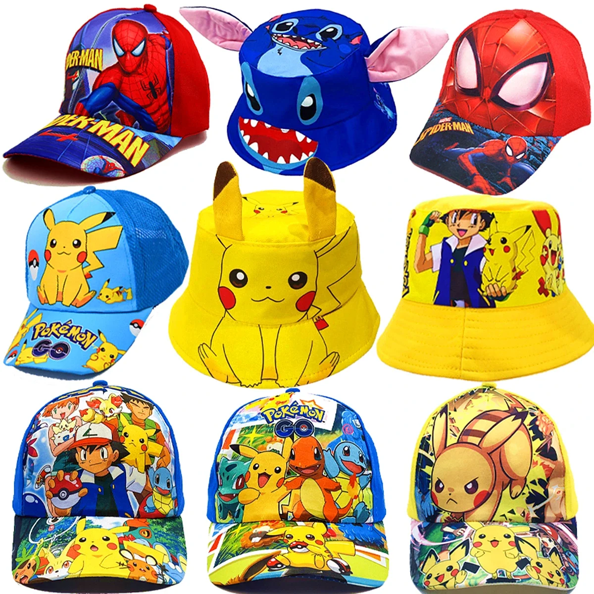 Pokemon-Pikachu-Stitch-Character-Outdoor-Sports-Kids-Hat-Cute ...