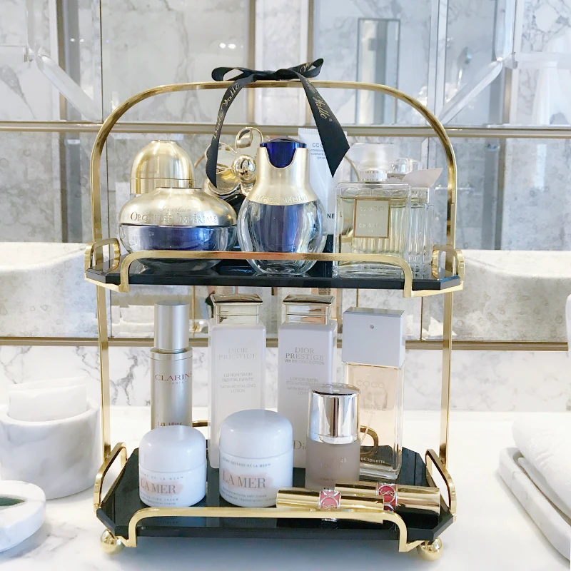 Luxury Metal Shelf Bathroom Table Cosmetic Storage Rack Skin Perfume ...
