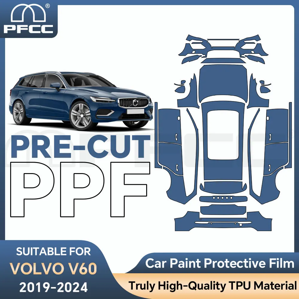 Car Accessories For Volvo V60 2019-2024 TPU Precut Paint Protection ...