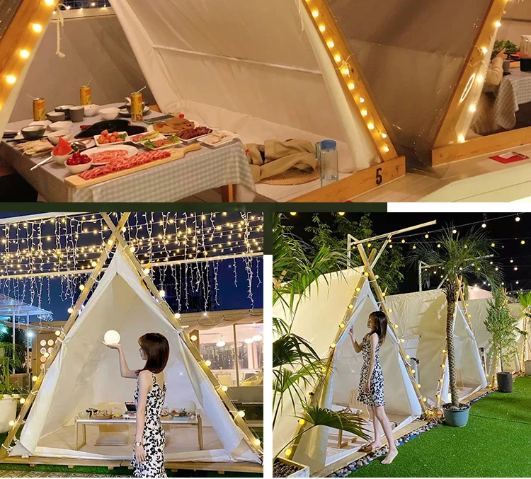 Outdoor Camping Triangle Pentagon Tent Waterproof And Rainproof Indoor ...