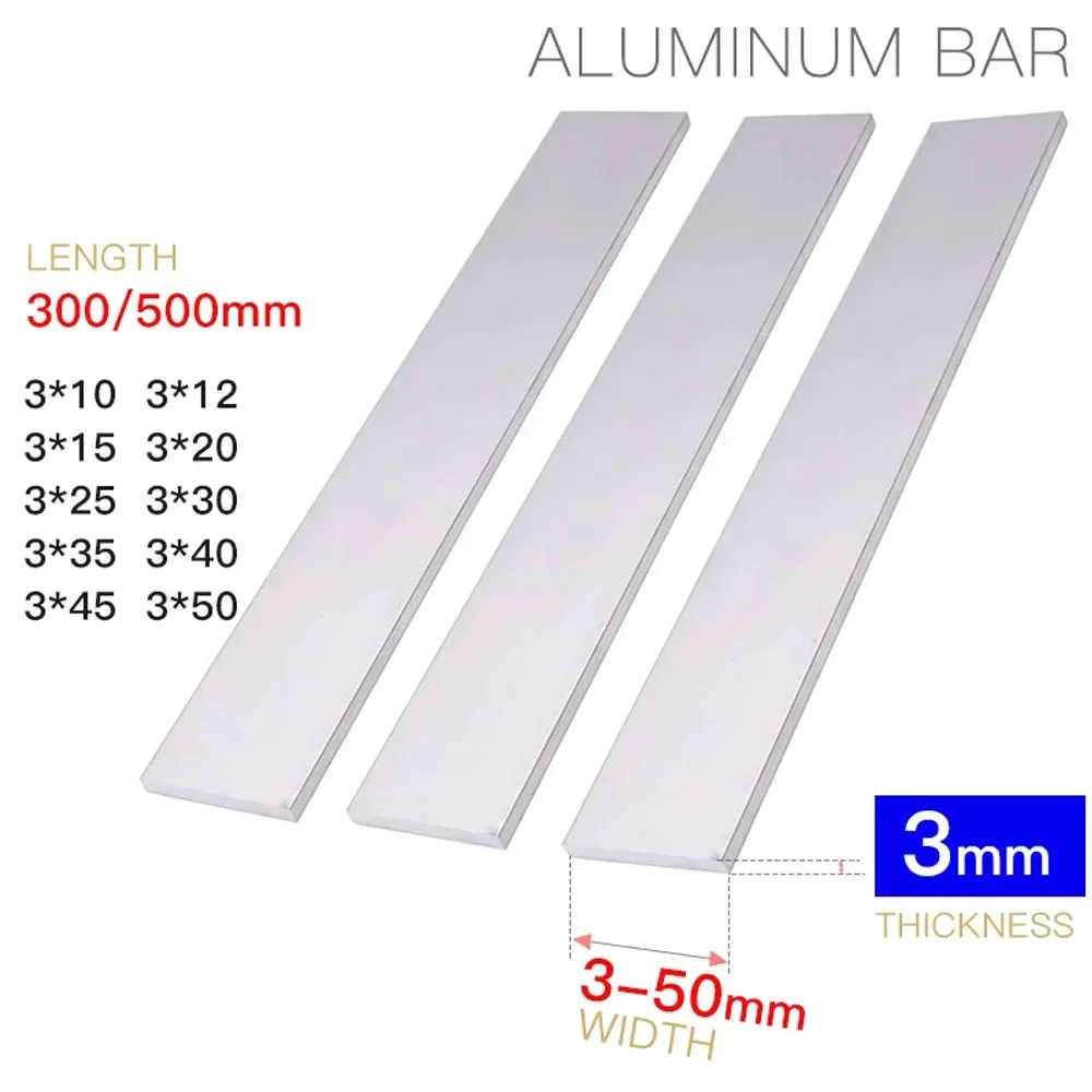 Aluminum bar 6061 thickness 3mm width 10-50 length 300 500mm aluminum ...