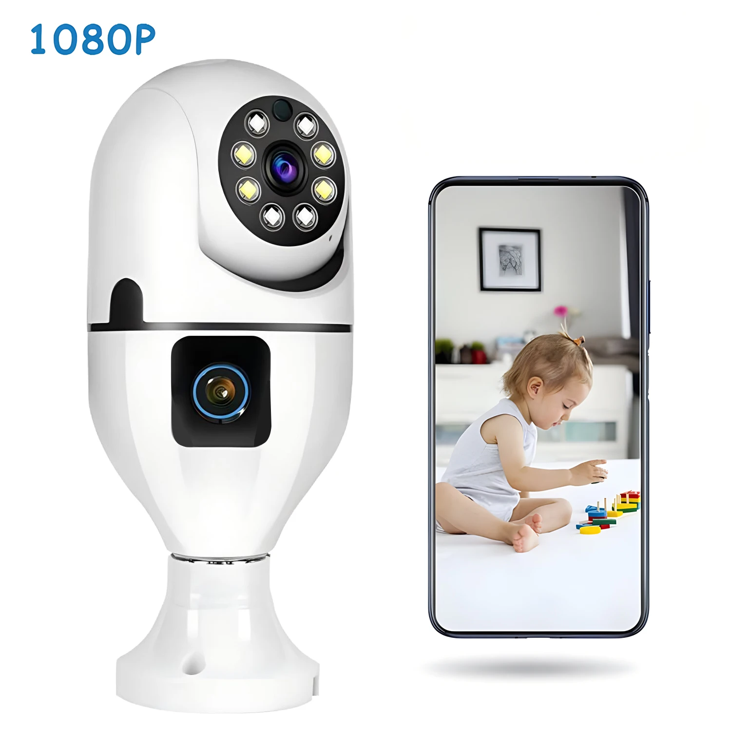 Bulb-WiFi-Camera-Dual-Lens-Color-Night-Vision-Auto-Tracking-Zoom-Indoor ...
