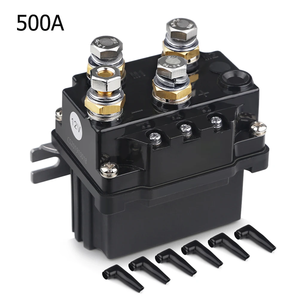 12V 500A Winch Solenoid Relay Contactor with 6 Protecting caps ...