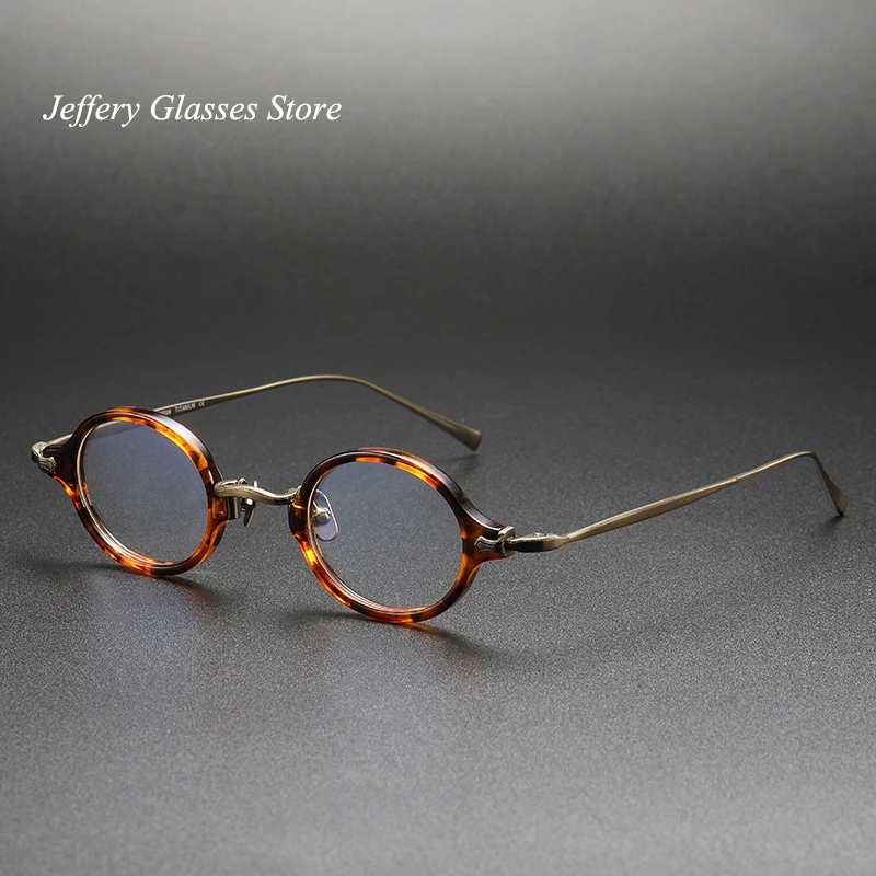 Japanese-Acetate-Titanium-Small-Round-Eyeglasses-Men-Vintage-Engraving ...