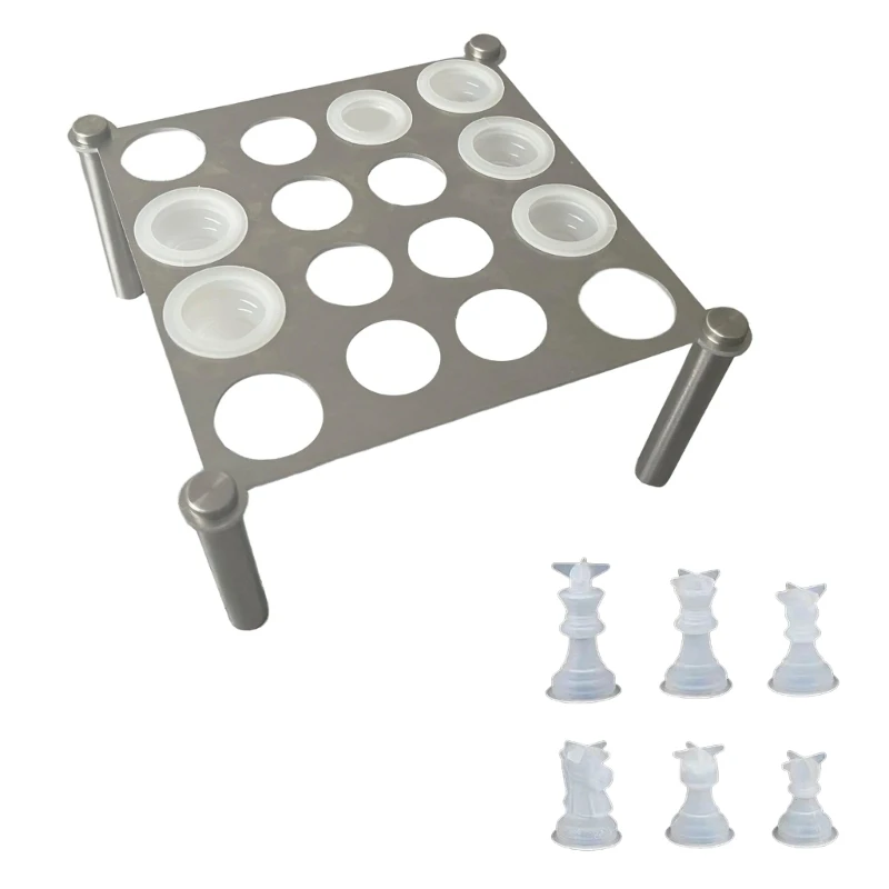 Chess Set Resin Silicone Molds Board Game Moulds Elegant Metal Stand ...