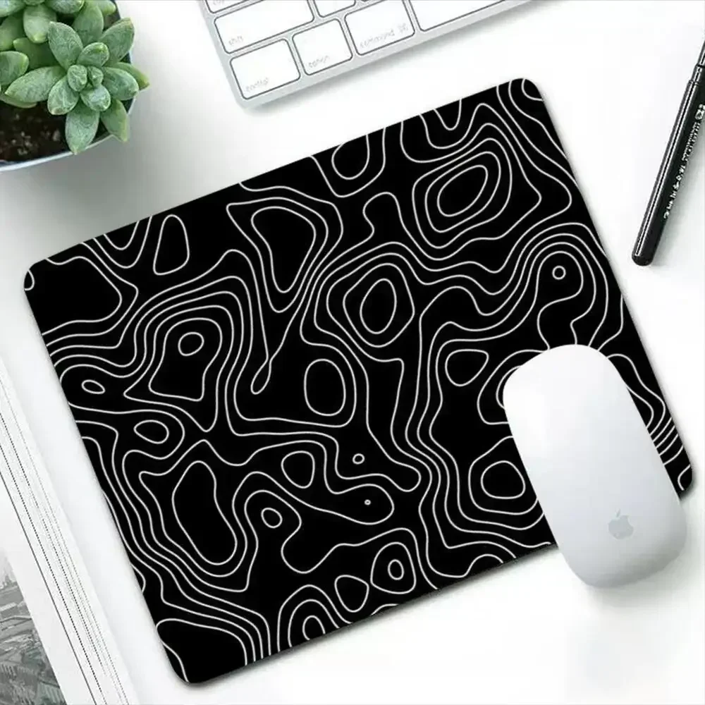 Black-and-white-topographic-map-small-mousepad-line-texture-square ...