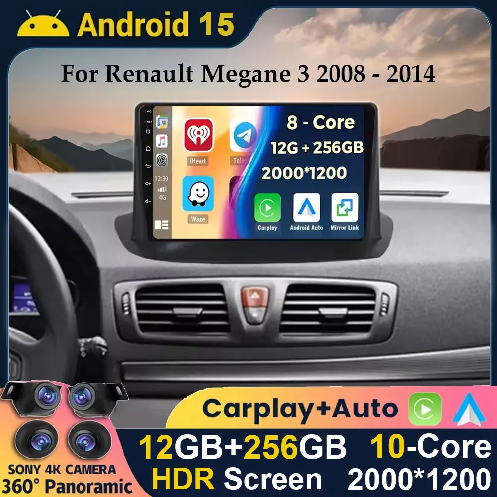 Android 15 WIFI+4G Car Radio For Renault Megane 3 Fluence Samsung SM3 ...