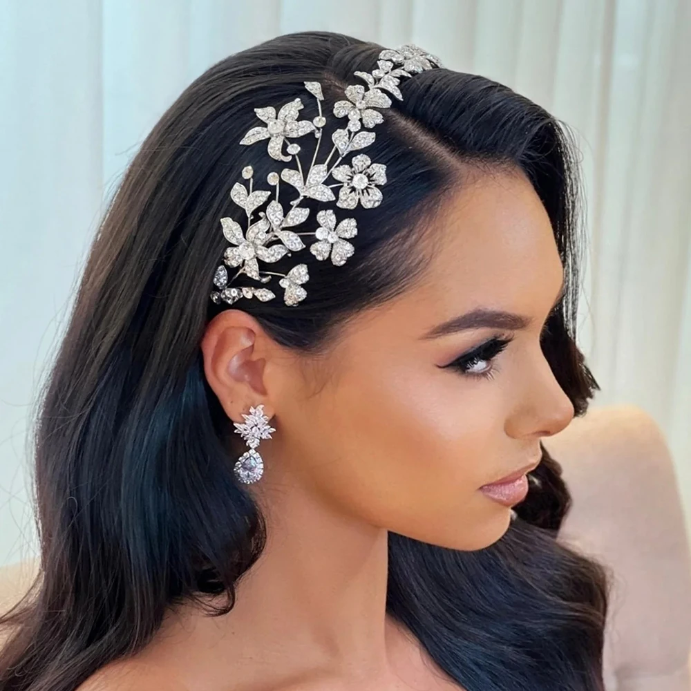 Rhinestone-Flower-Headband-para-as-Mulheres-Cristais-de-Luxo-Acess-rios-para-Cabelo-Nupcial ...