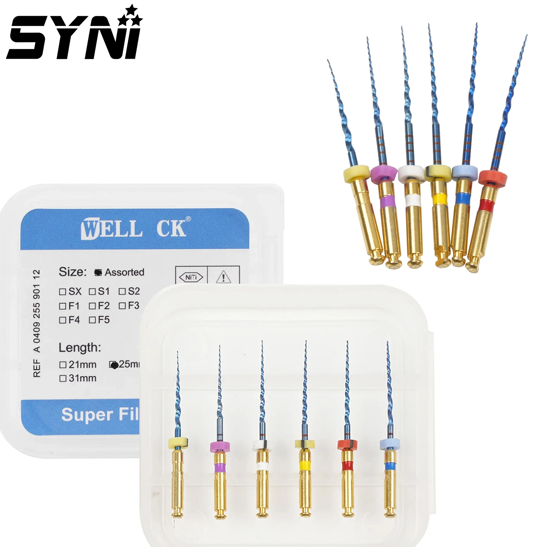 SYNI Dental Heat Activated Canal Root Files Super File BlueSX-F3 25mm ...