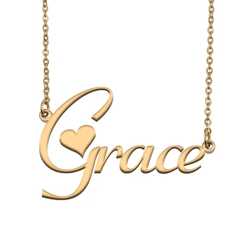 Grace Initial Name Necklace for Women Personalized Stainless Steel ...