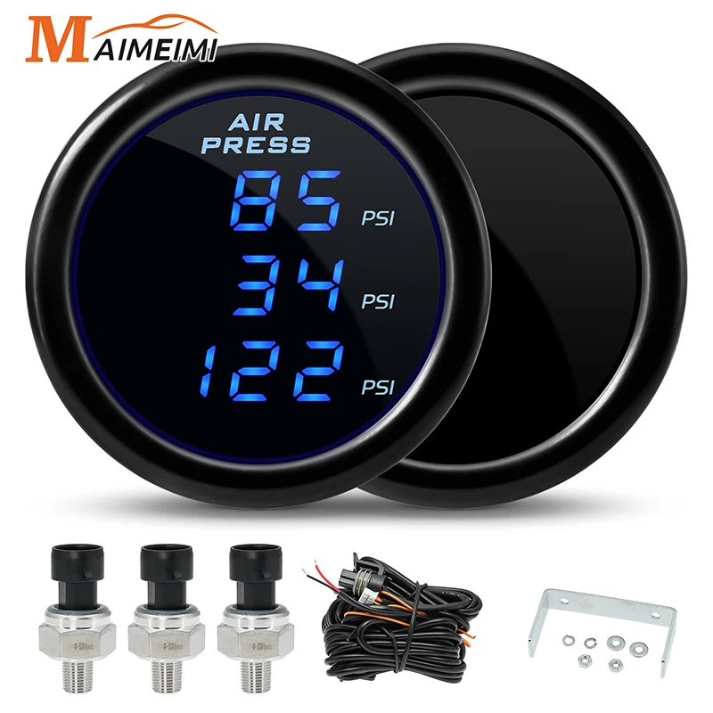 52mm-Car-Air-Pressure-Gauge-Blue-LED-Boost-Gauges-Digital-Display ...
