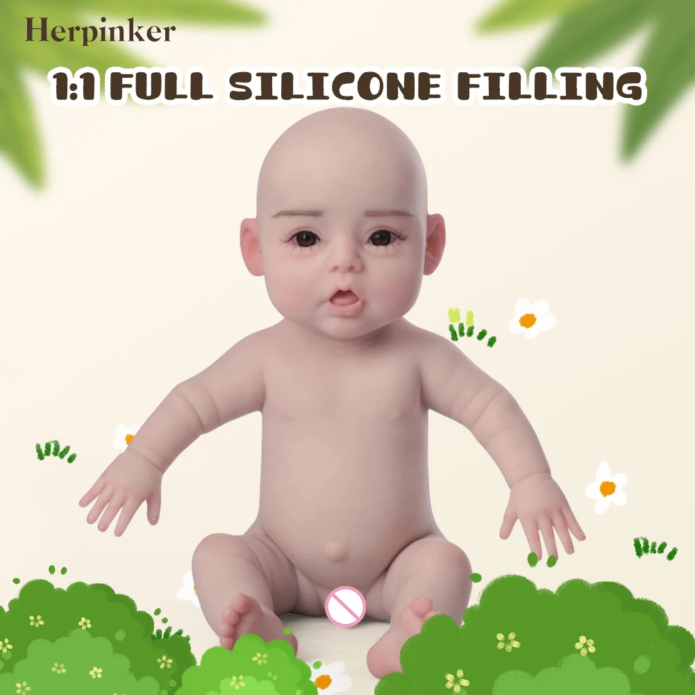 HERPINKER Full Body Silicone Bebe Reborn Doll Soft Dolls Realistic Girl ...