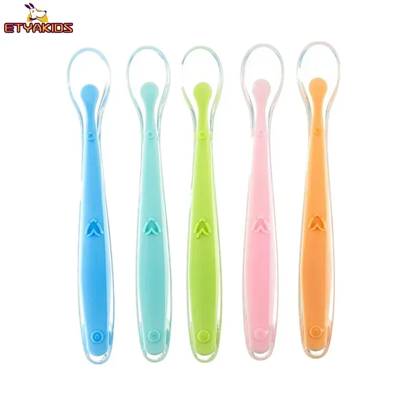 Baby-Soft-Safety-Spoon-Bowl-Container-Silicone-Spoons-Tableware-for ...