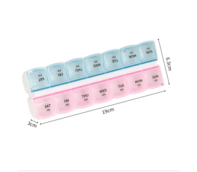 1PC 4 Row 28 Squares Weekly 7 Days Tablet Pill Box Holder Medicine ...