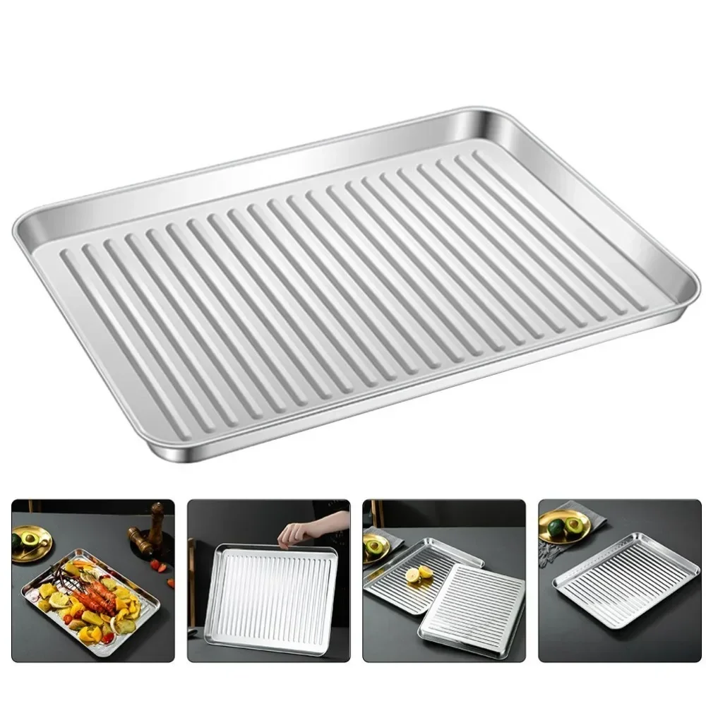 Stainless Steel Baking Tray Corrugated Bottom Nonstick Barbecue Pizza ...