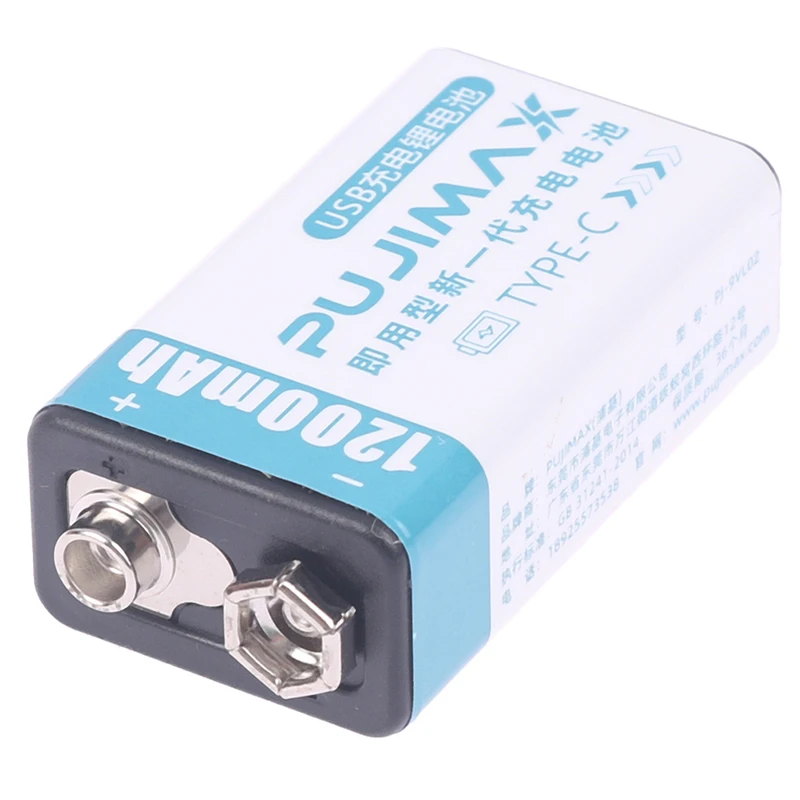 Bater-a-de-litio-reutilizable-de-9V-y-1200mAh-recargable-por-USB-tipo-C ...