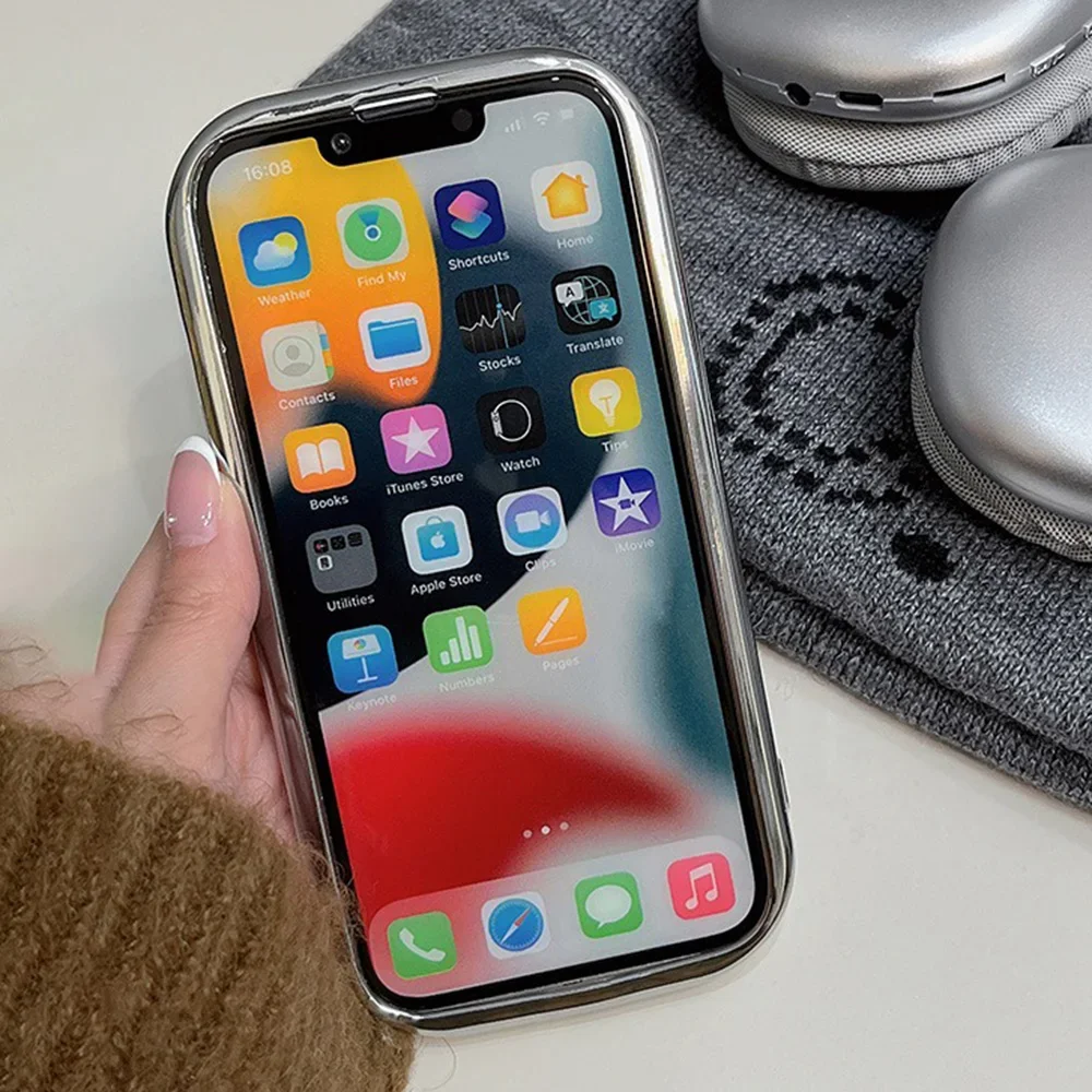 Гальванический блестящий чехол для iPhone 16, 15, 14, 12, 11, 13 Pro ...