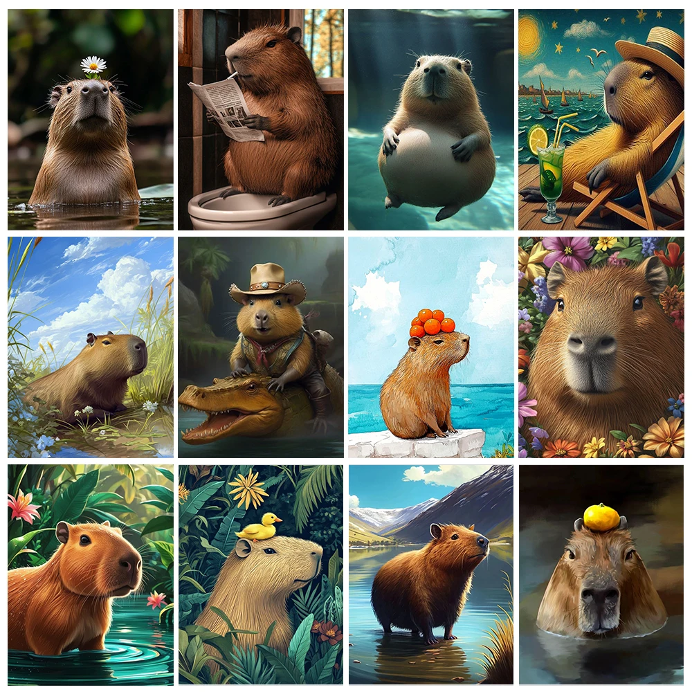 Cute Capybara 5D Diamond Painting Kit Funny Animals Portrait DIY ...