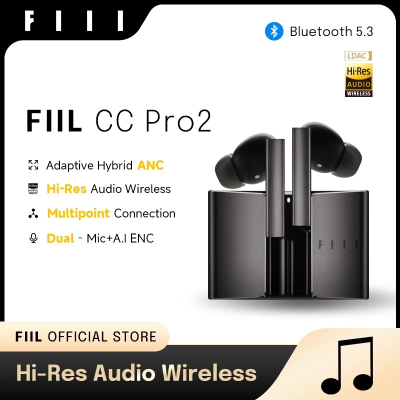 글로벌 버전 FIIL CC Pro2 고해상도 LDAC 무선 이어 버드, 42dB 하이브리드 ANC TWS 블루투스 5.3 헤드폰 연결 2 장치| | - AliExpress