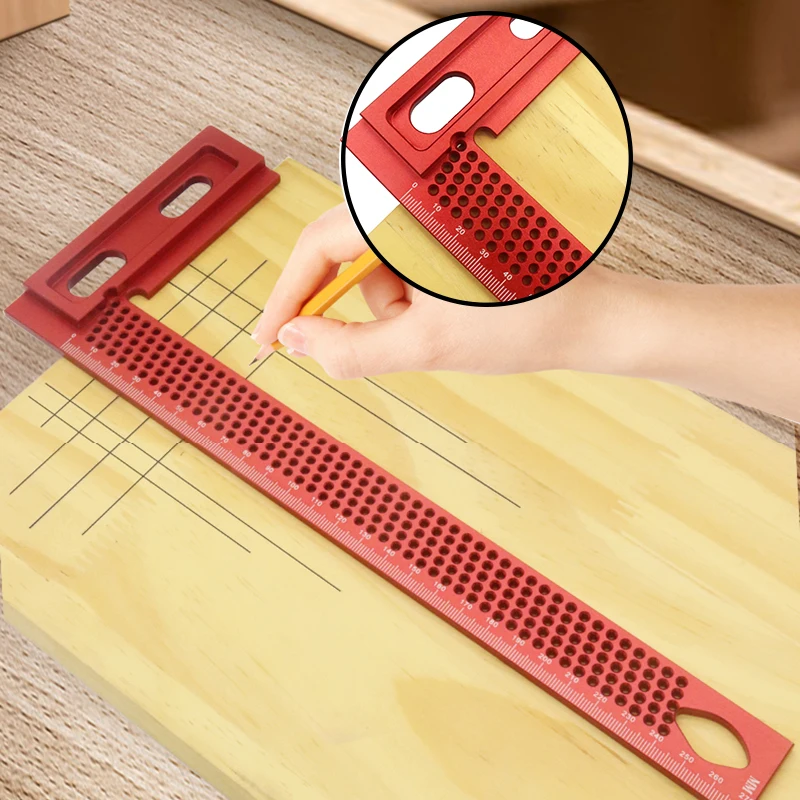 Aluminium T Type Scribing Ruler Marking Gauge Woodworking Square Ruler ...