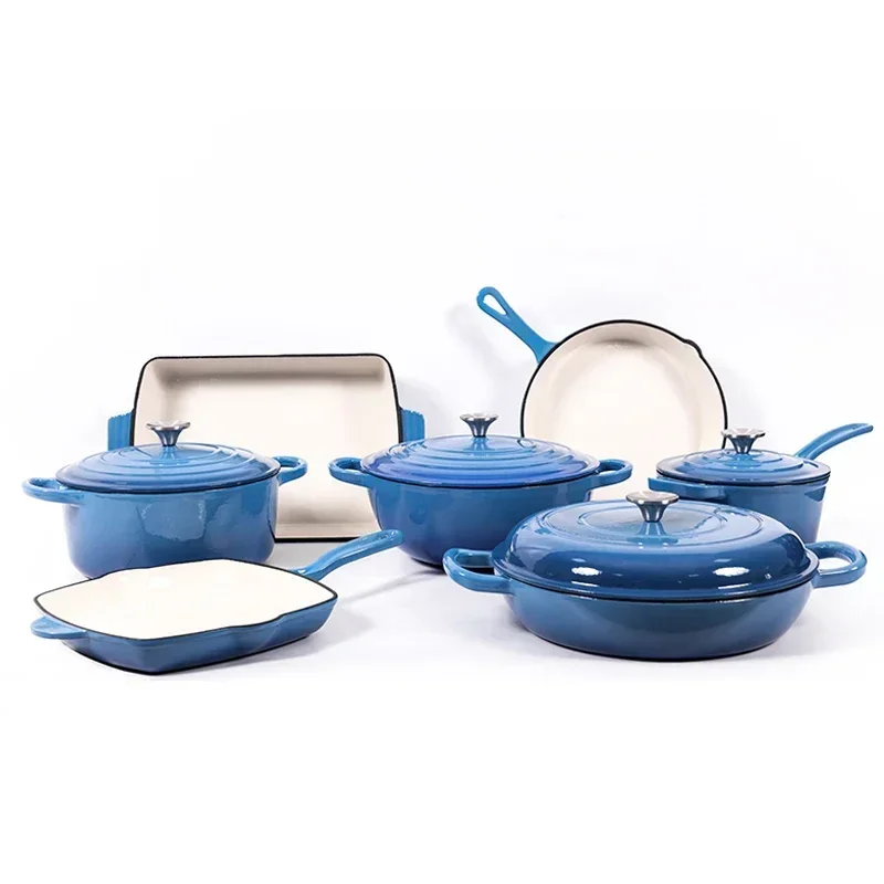 Custom Enameled Cast Iron Cookware Sets 12pcs Color Enamel Coating ...