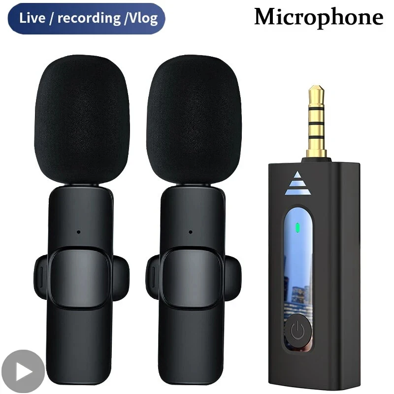 Professional-Dual-Bluetooth-Lavalier-Wireless-Lapel-Microphone-Mic-For ...